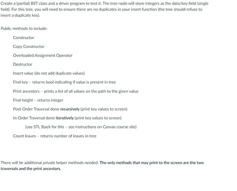 Solved Create A Partial Bst Class And A Driver Program To
