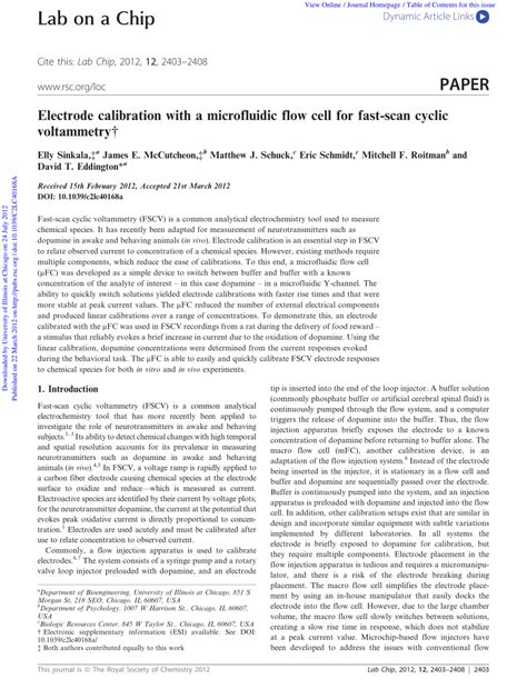 Pdf Electrode Calibration With A Microfluidic Flow Cell For Fast Scan