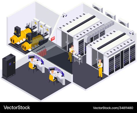 Data Center Isometric View Royalty Free Vector Image