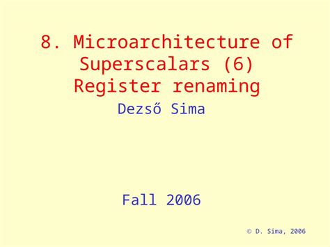 Ppt 8 Microarchitecture Of Superscalars 6 Register Renaming Dokumen Tips