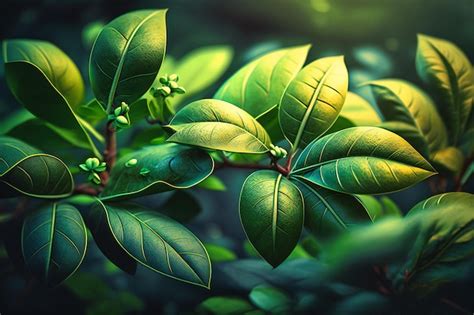 Premium Photo A Closeup View Of Fresh Green Leaves In A Forest
