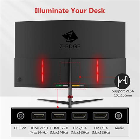 Z Edge Ug27q Curved Gaming Monitor 27 165hz Qhd 1440p Hdr