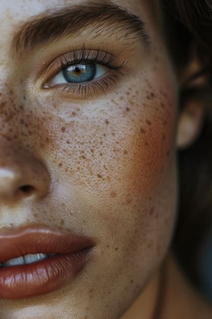 Woman With Freckles Premium Ai Generated Image