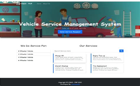 vehicle service management system in php free source code sourcecodester