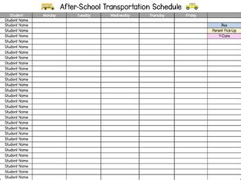 Transportation Schedule By Kinderspeeps Tpt