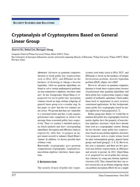 Cryptanalysis Of Cryptosystems Based On General Linear Group Pdf