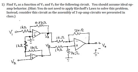 Solved Find V O As A Function Of V 1 And V 2 For The Chegg Com