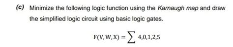 Solved C Minimize The Following Logic Function Using The