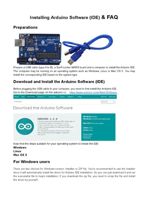 en install arduino ide in different and faq pdf installation