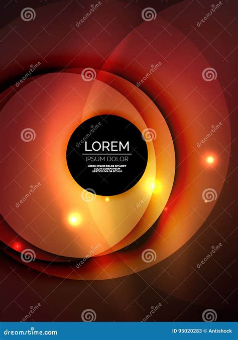 Overlapping Circles On Glowing Abstract Background Stock Vector Illustration Of Circle Orange