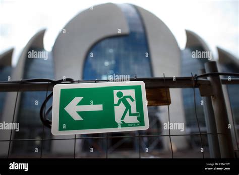 An Emergency Exit Sign At The Construction Sign At The Mosque Construction Site In Cologne