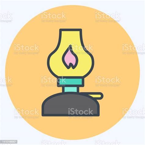 아이콘 등유 램프 집 상징을 위해 적당한 컬러 메이트 스타일 편집 가능한 간단한 디자인 디자인 템플릿 벡터 간단한 그림 0명에
