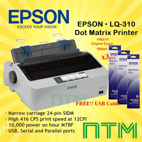 Epson Lq 310 Dot Matrix Printer A4 24 Pin Usb Dot Matrix Printer Lq310 Ntm Shopee Malaysia