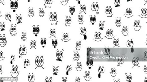 다양 한 흑백 감정의 질감 원활한 패턴 기쁨 미소 분노 기쁨 불만 웃 긴 재미 놀라움 기쁨 어린이 감정 가진 사람들의 집합입니다 벡터 귀여운에 대한 스톡 벡터 아트 및 기타
