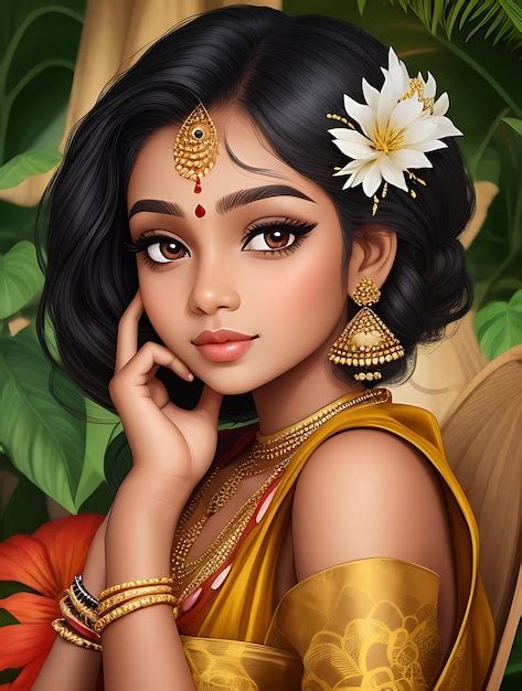 Premium Ai Image Portrait Of A Beautiful Young Girl Of Sri Lanka