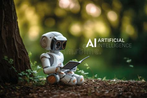 Ai Artificial Intelligence Robot Reading A Book Generative Ai Stock Illustration