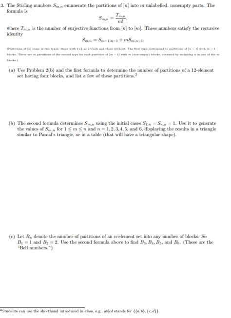 3 The Stirling Numbers Sm N Enumerate The Partitions