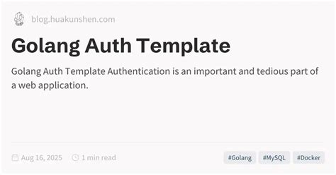 Golang Auth Template