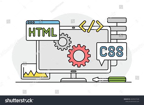 Desktop Computer Monitor Coding Programmed Machine Stock Vector Royalty Free 2029947428