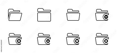File Folder Icon Set Design For App Logo Etc Vector Eps 10 Editable Strokes File Catalog