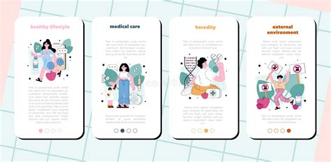 Health And Longevity Conditions Mobile Application Banner Set Healthy