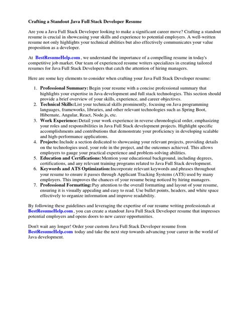 Java Full Stack Developer Resume Pdf Résumé Web Development