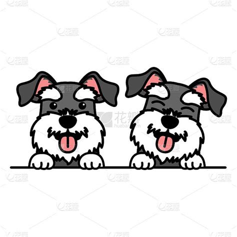 可爱的迷你雪纳瑞狗卡通，矢量插图