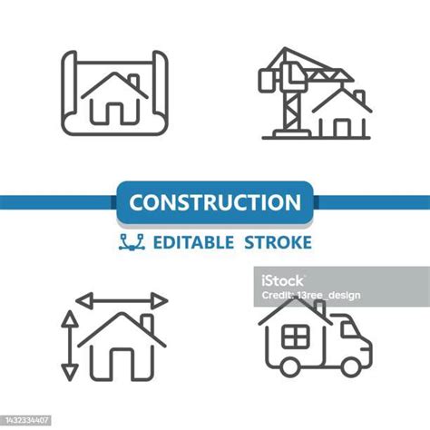 건설 아이콘 청사진 움직이는 트럭 건축 건설 크레인 집 아이콘 0명에 대한 스톡 벡터 아트 및 기타 이미지 0명 건물 외관 건설 산업 Istock