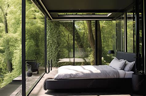 덤불이 내려다보이는 유리 침대 검은색 목재 현대의 배경 일러스트 및 사진 무료 다운로드 Pngtree