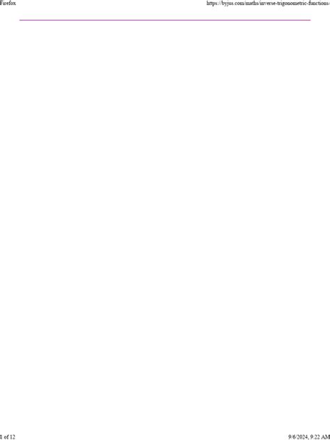 Inverse Trigonometric Functions Formulas Graphs And Problems Pdf