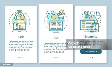 선형 개념으로 모바일 앱 페이지 화면 온보딩 하는 디지털 마케팅 도구 구독 3에 대한 스톡 벡터 아트 및 기타 이미지 3