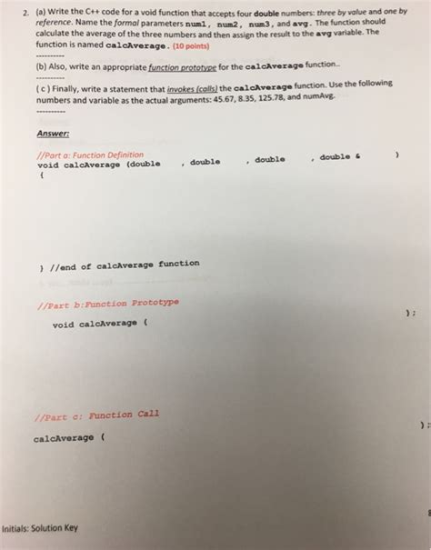 Solved A Write The Ct Code For A Void Function That