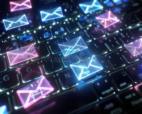 Cyber Mail Envelopes Hover Over A Keyboard Visualizing Advanced