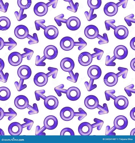 Seamless Pattern Of Purple Male Gender Symbol Stock Illustration