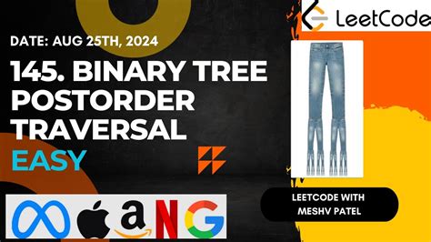 145 Binary Tree Postorder Traversal Binary Tree Dfs Leetcode