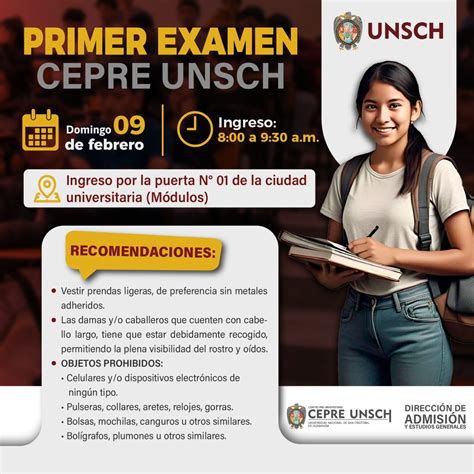DistribuciÓn De Aulas Para El Primer Examen Domingo 09 De Febrero De 2025 Cepre Unsch