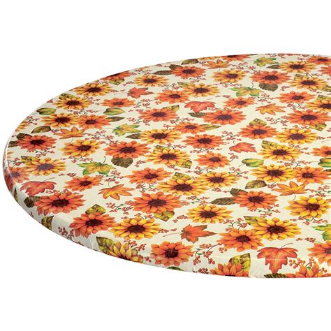 Sunflower Harvest Elasticized Table Cover 40 44 Dia Round