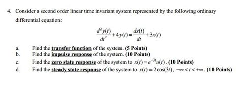 Solved Consider A Second Order Linear Time Invariant System
