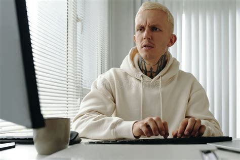 Programmer Typing On Computer In Office Stock Image Image Of
