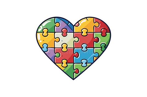 Colorful Vector Illustration Of A Heart Made From Interlocking Puzzle Pieces Symbolizing Unity