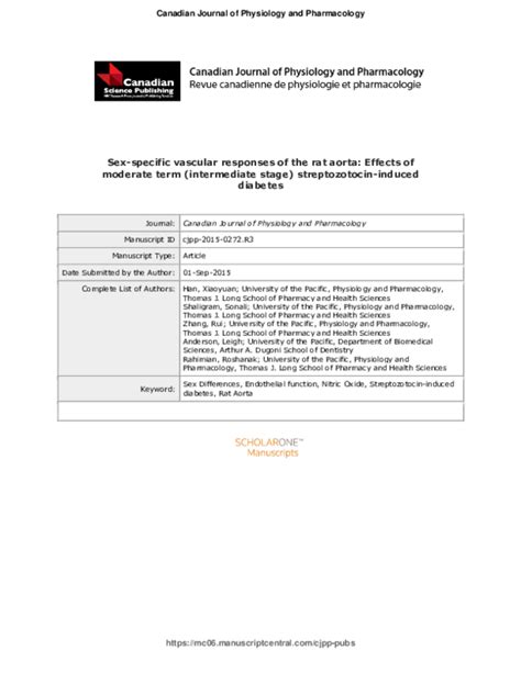 Pdf Sex Specific Vascular Responses Of The Rat Aorta Effects Of