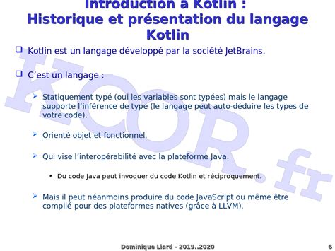 Kotlin pour Android Migrer de Java à Kotlin Introduction à Kotlin
