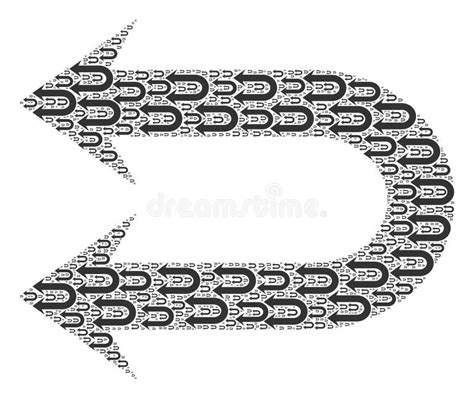 Double Left Arrow Recursive Composition Of Itself Icons Stock Vector