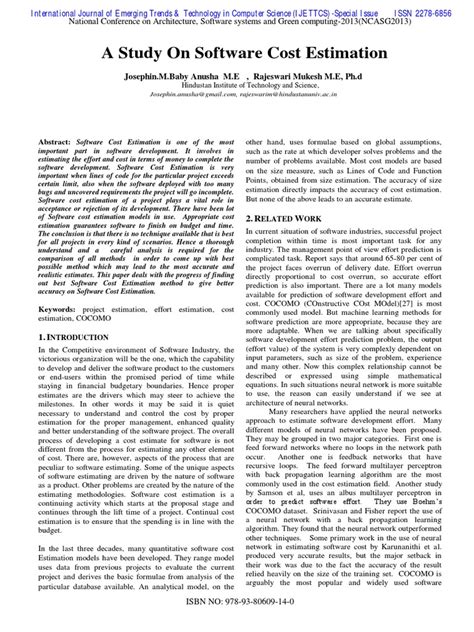Software Cost Estimation Pdf Pdf Artificial Neural Network Areas Of Computer Science