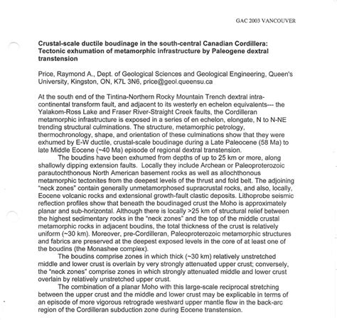Pdf Crustal Scale Ductile Boudinage In The South Central Canadian Cordillera Tectonic
