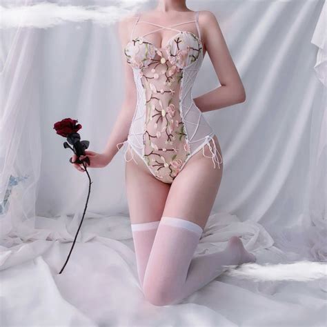 Erotic Perspective Bodysuit Sexy Embroidery Underwear Mesh Lingerie