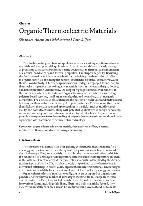 Pdf Organic Thermoelectric Materials