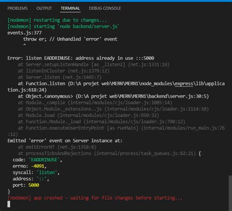 Nodejs How To Fix Eaddrinuse Address Already In Use 5000 Stack Overflow