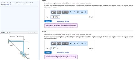 Solved The Slider Block C Moves At 10 5 M S Down The Chegg Com