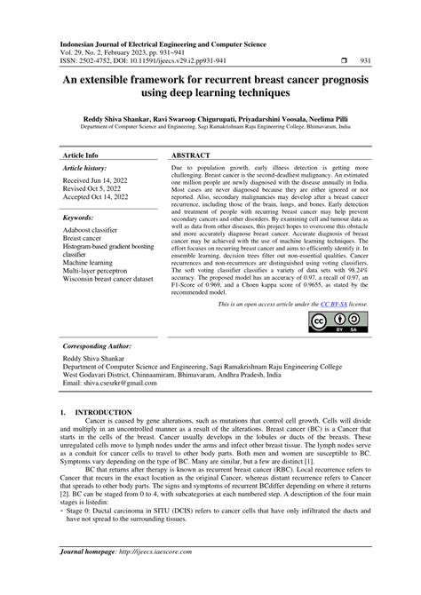 Pdf An Extensible Framework For Recurrent Breast Cancer Prognosis Using Deep Learning Techniques